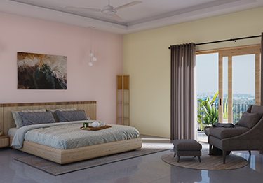 Soothing Bedroom Design with Lilac Accent Wall