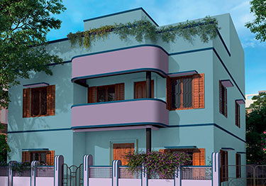 Teal and Maroon Exterior Colour Combination Idea