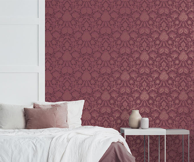 Purple Damask Wallpaper Bedroom