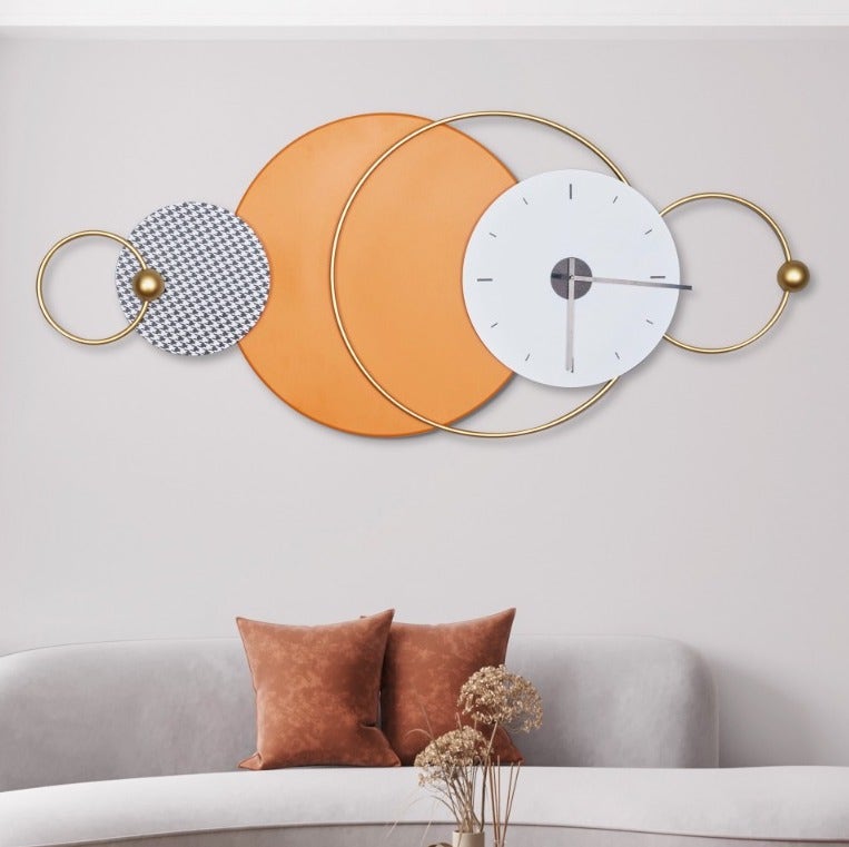 Accurate (Orange/ White/ Gold) Wall Art Clock