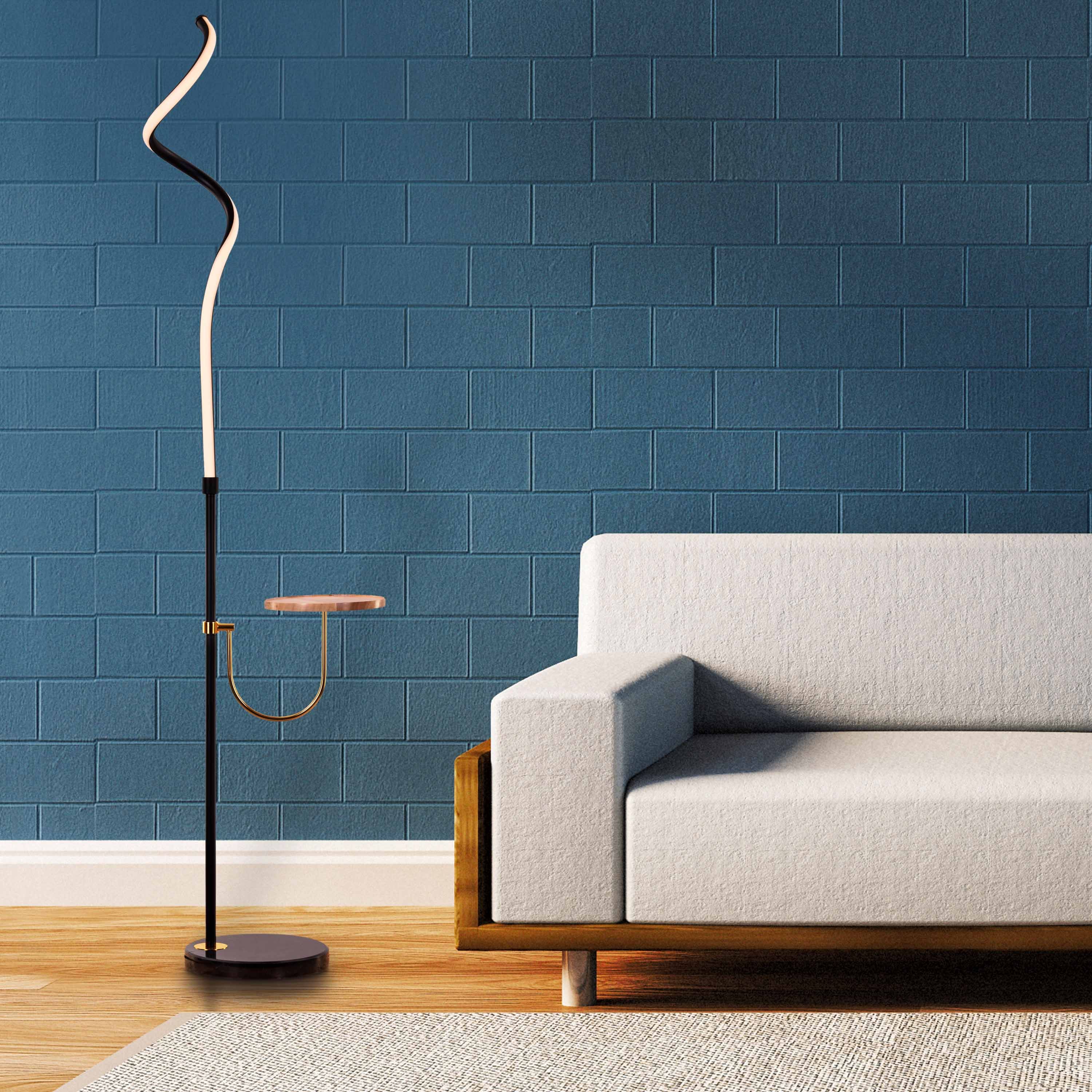 Cheat Sheet (Black, Dimmable LED with Remote) Marble Floor Lamp